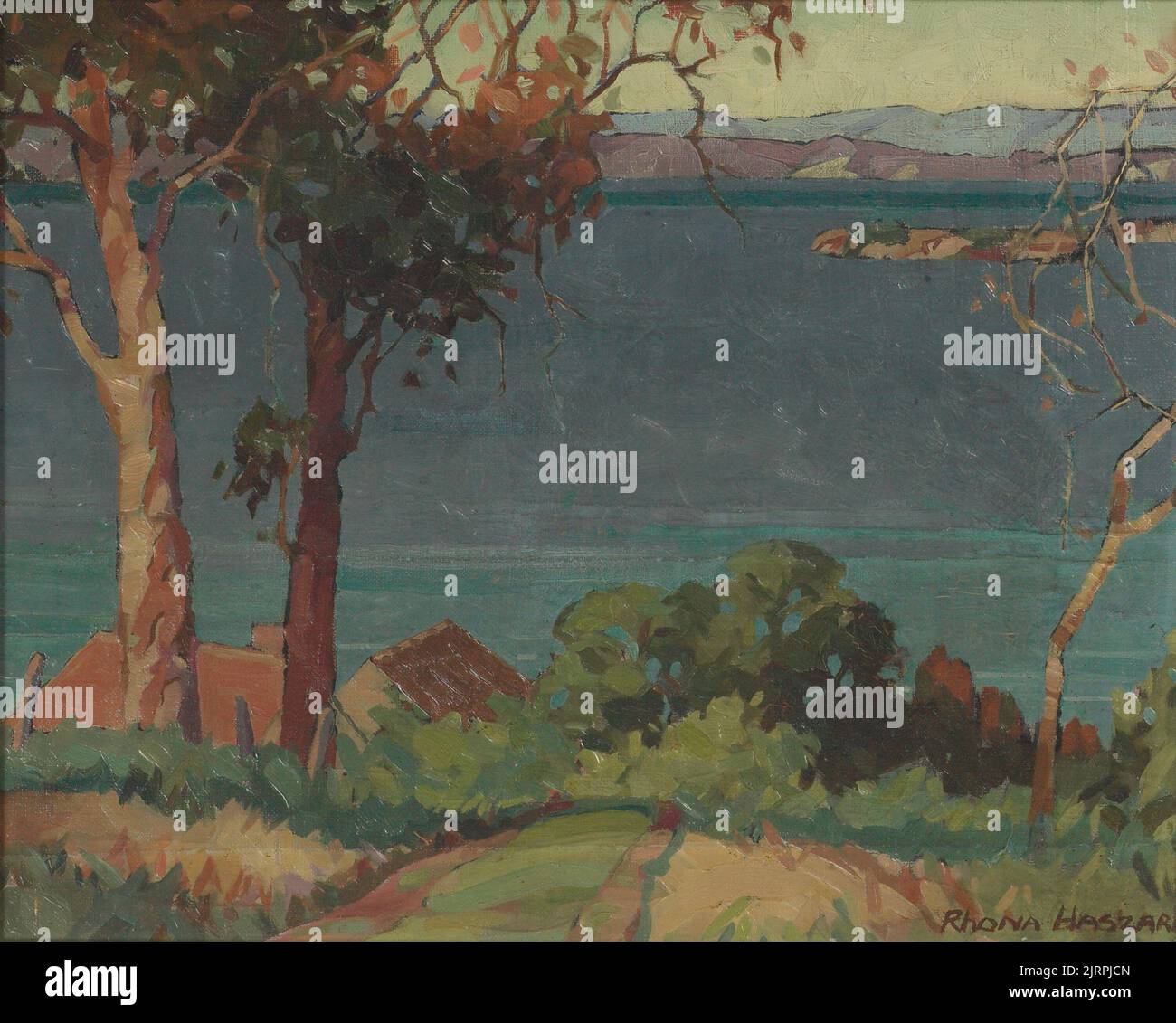 Across the Firth of Thames, circa 1925, Coromandel, by Rhona Haszard ...