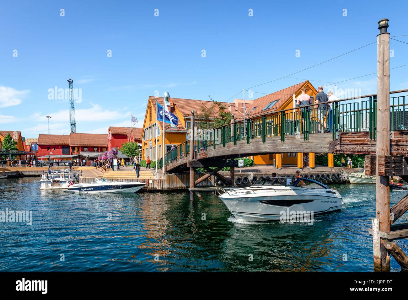 The port and the fish market (the Fiskebrygga) in Kristiansand, Norway Stock Photo - Alamy