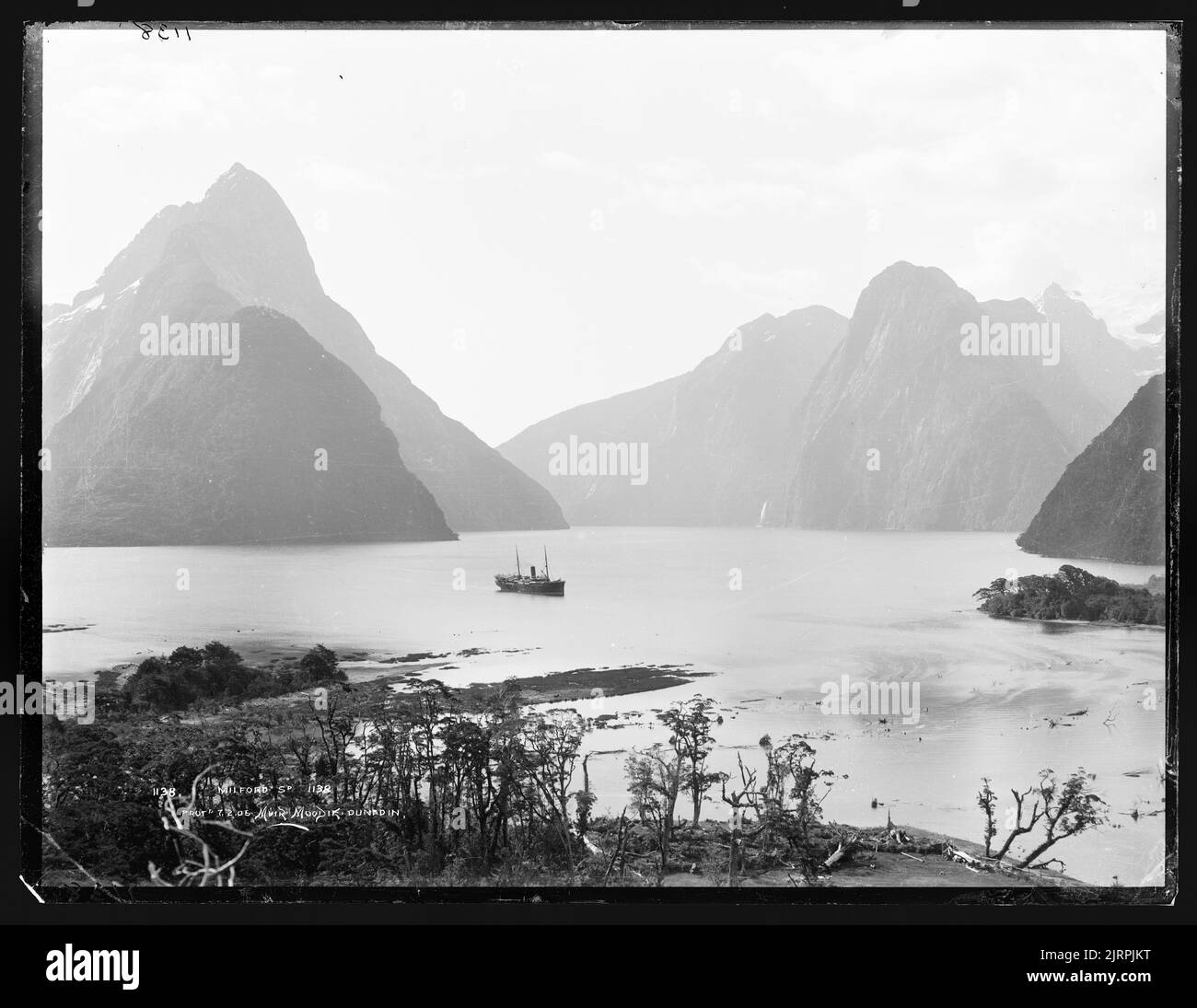 Milford Sound, New Zealand, by Burton Brothers, Muir & Moodie Stock ...