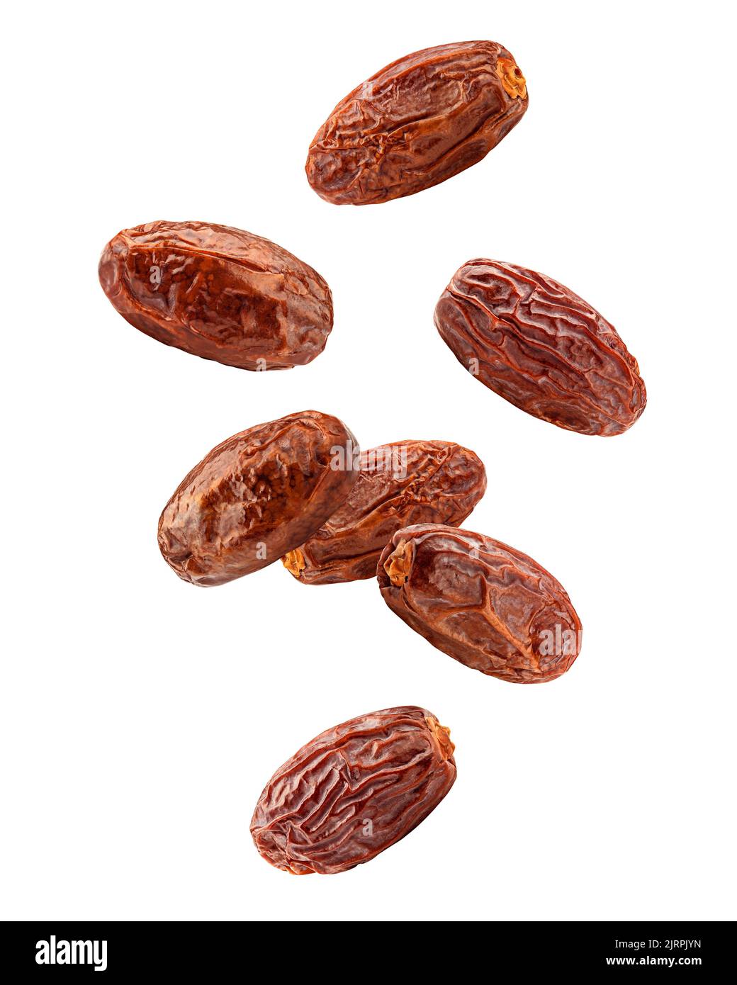 Falling Dates isolated on white background, clipping path, full depth ...