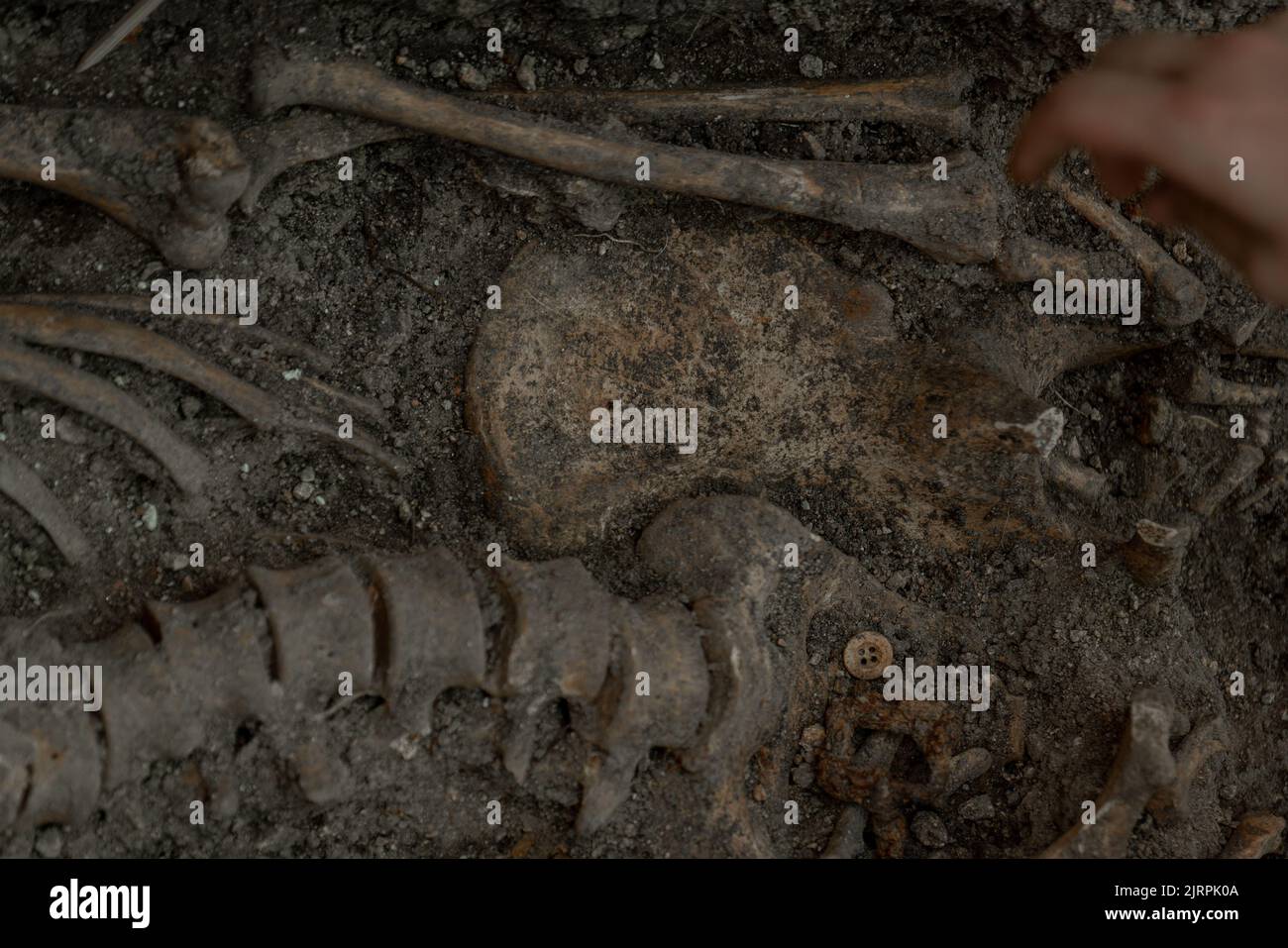 (EDITORS NOTE: image depicts death) Remains of a body seen during the ...