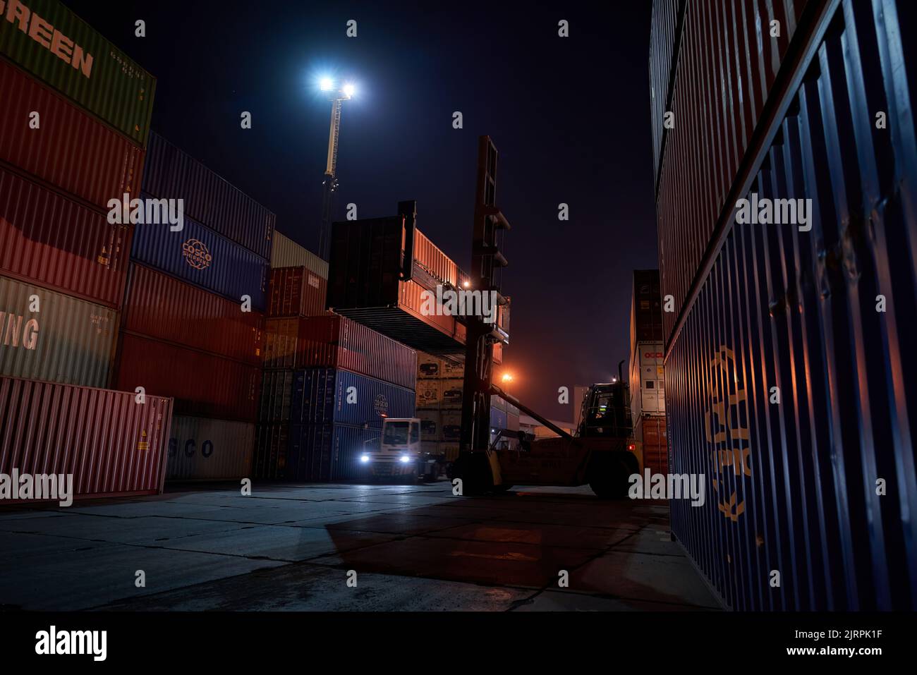 Odessa, Ukraine SIRCA 2019: Reach Stacker during operation. Reach ...