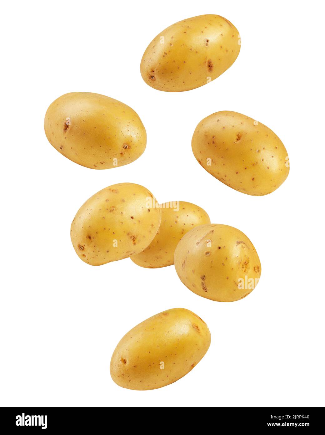 Falling potato, isolated on white background, clipping path, full depth ...
