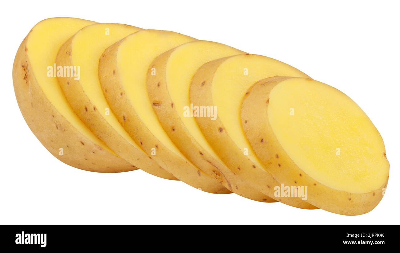 potato slice, isolated on white background, clipping path, full depth ...