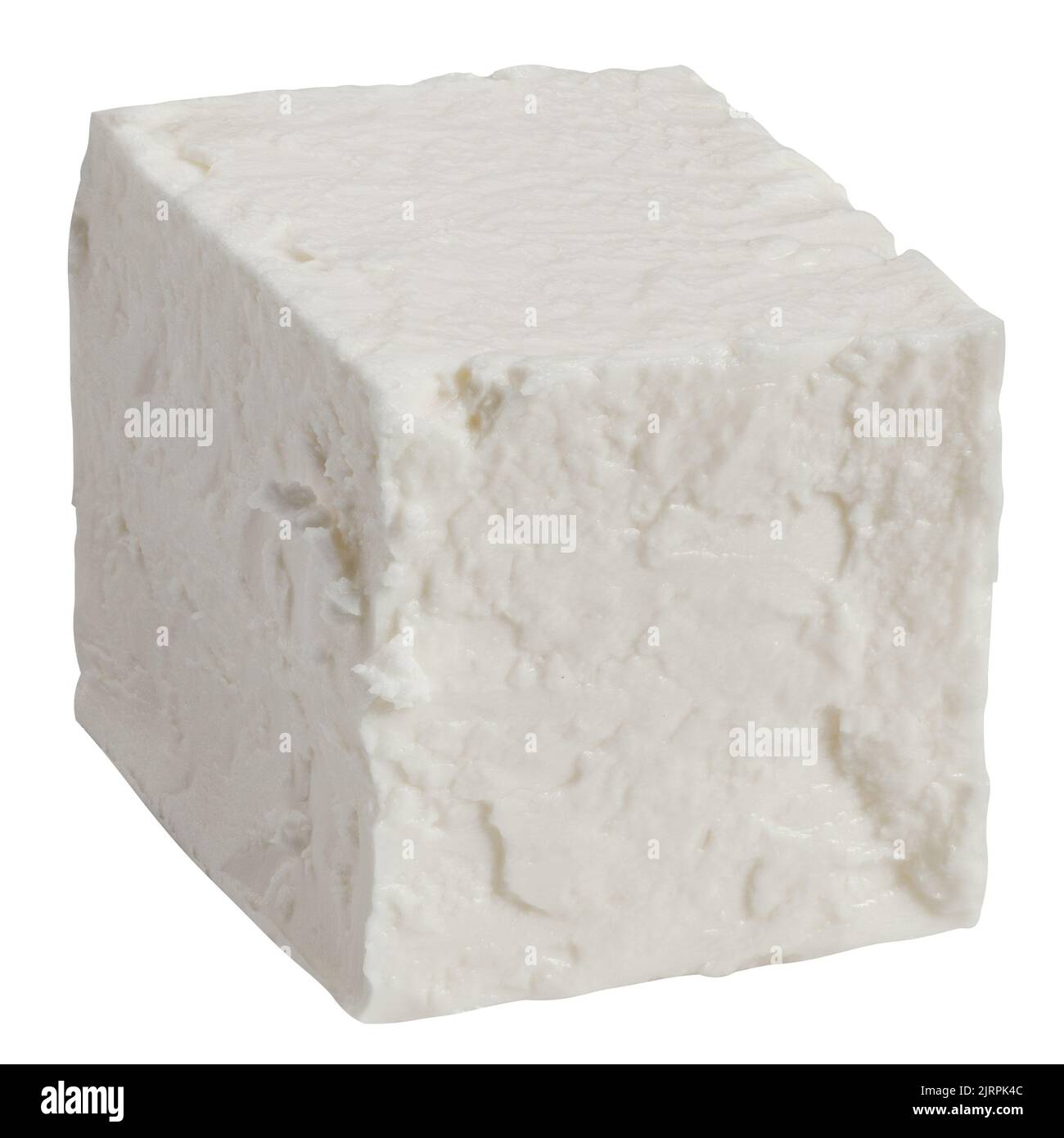 Feta, Greek cheese cubes, isolated on white background, clipping path ...