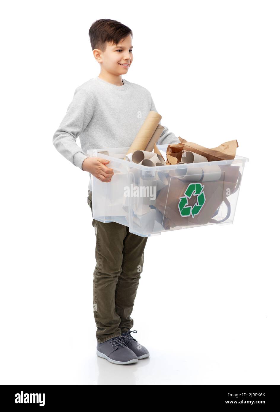 Boy recycling cardboard hi-res stock photography and images - Alamy