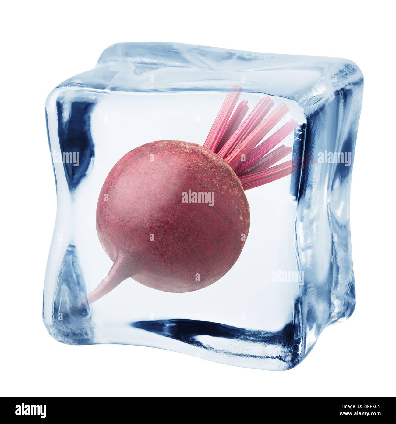beetroot in ice cube, isolated on white background, clipping path, full ...
