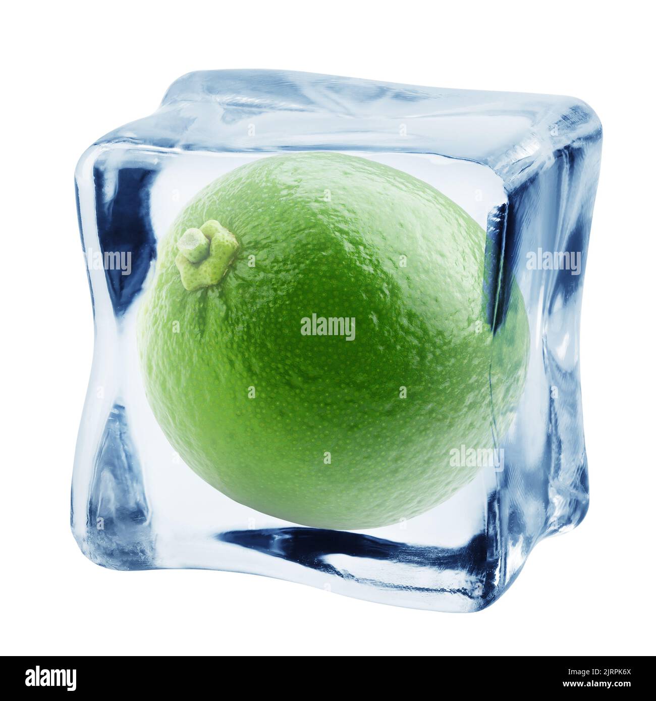 lime in ice cube, isolated on white background, clipping path, full ...