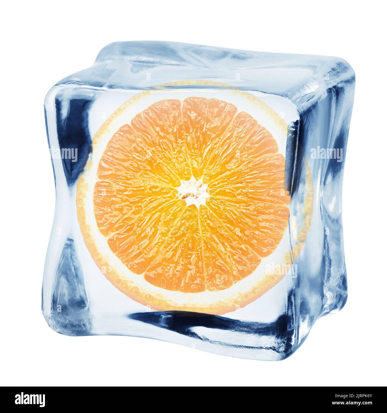orange in ice cube, isolated on white background, clipping path, full ...