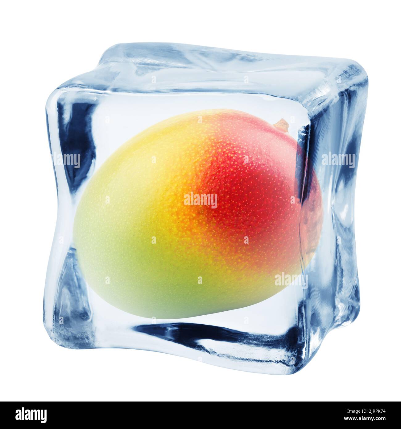 mango in ice cube, isolated on white background, clipping path, full ...