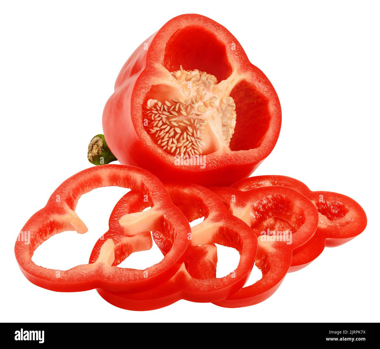 sweet pepper slice, paprika, isolated on white background, clipping ...