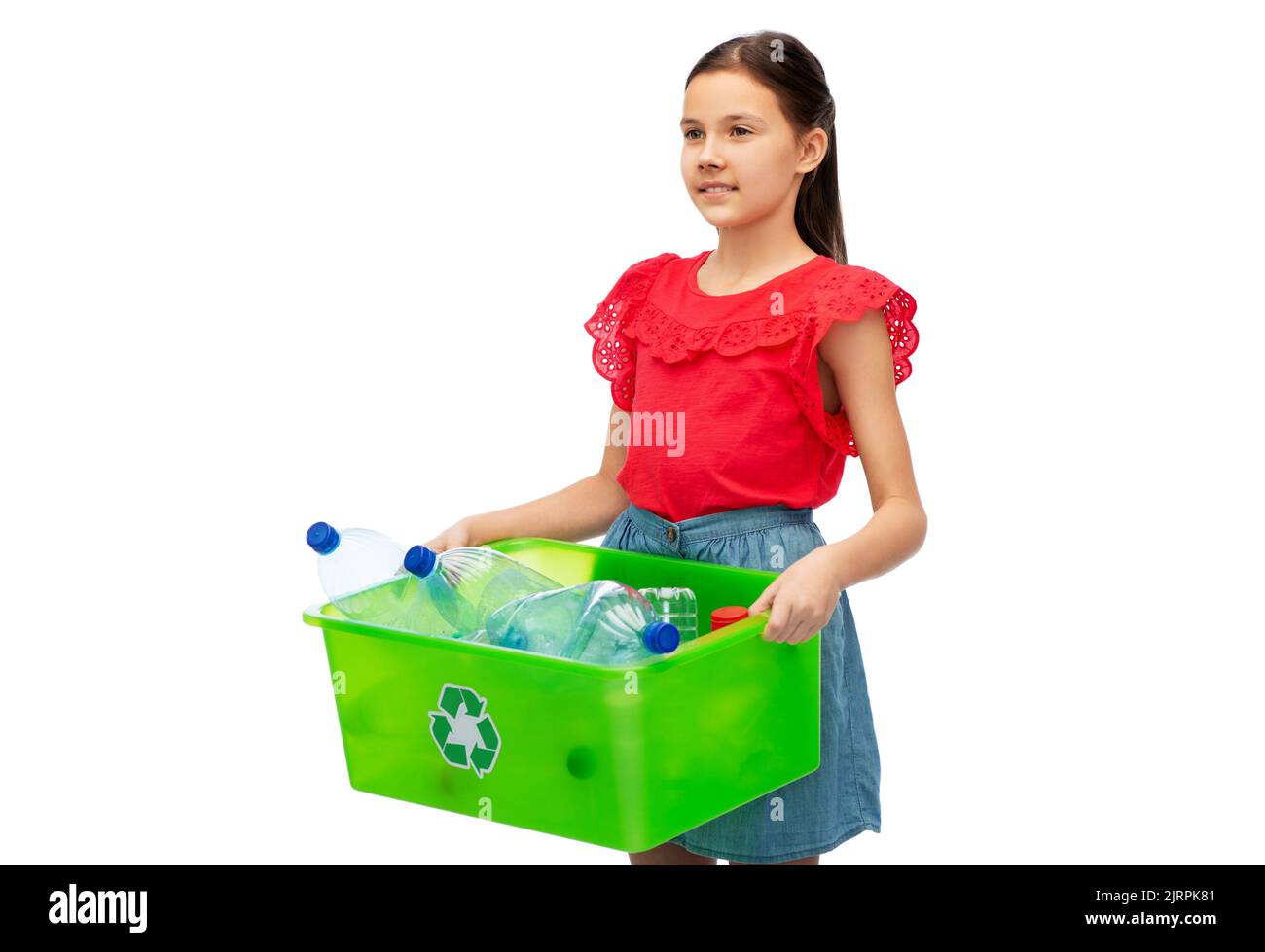 smiling girl sorting plastic waste Stock Photo - Alamy