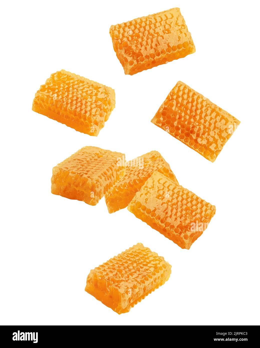 Falling Honeycomb isolated on white background, clipping path, full ...