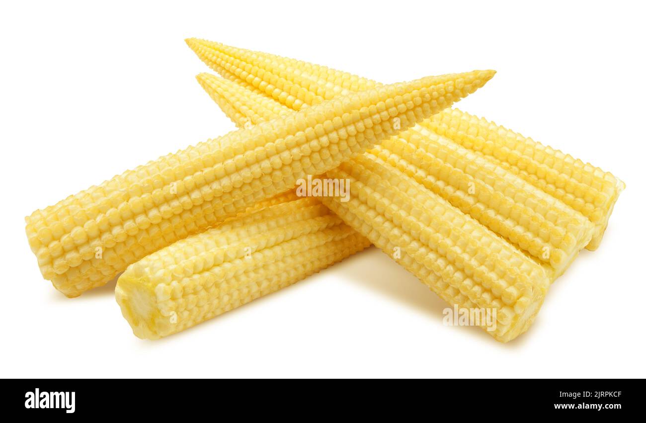 baby corn, isolated on white background, clipping path, full depth of ...