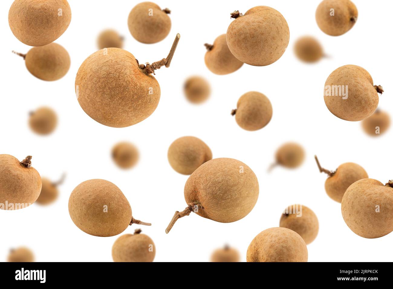 Falling longan, isolated on white background, selective focus Stock ...