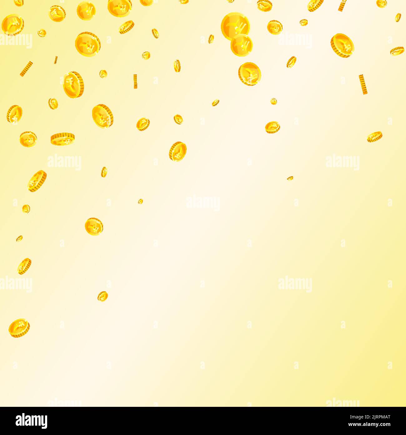 Indian rupee coins falling. Scattered gold INR coins. India money ...
