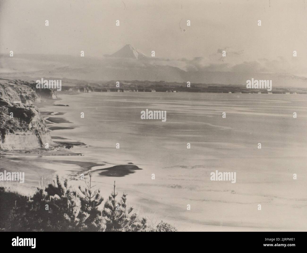 Sunset on Egmont, 1930, Taranaki, by J.W. Chapman-Taylor Stock Photo ...