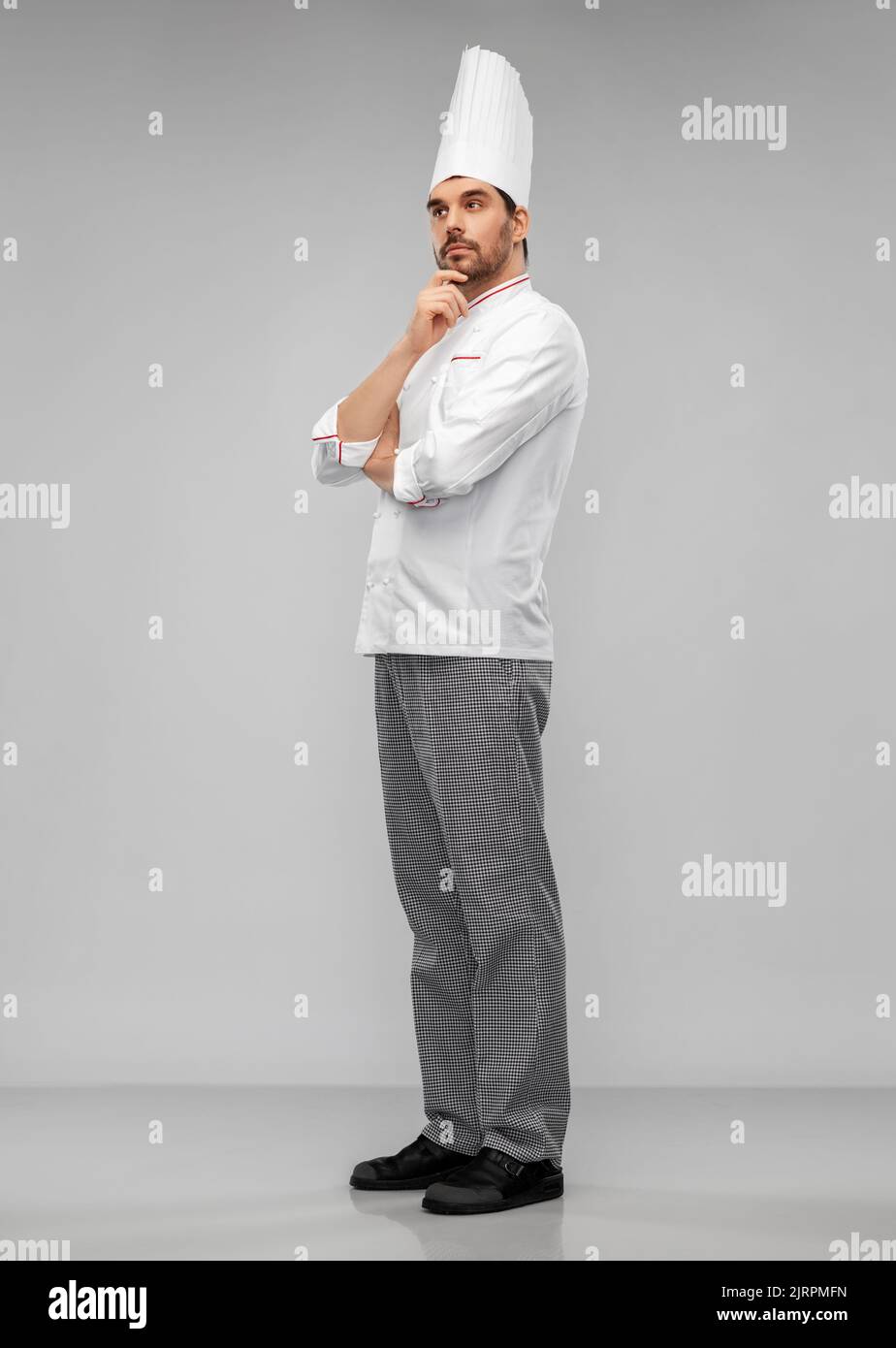 thinking male chef in toque Stock Photo - Alamy