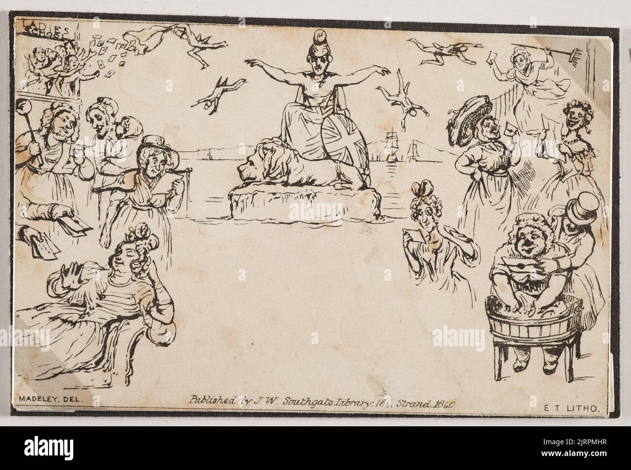 Philatelic 'cover' [envelope], Mulready caricature - 'Ladies School ...