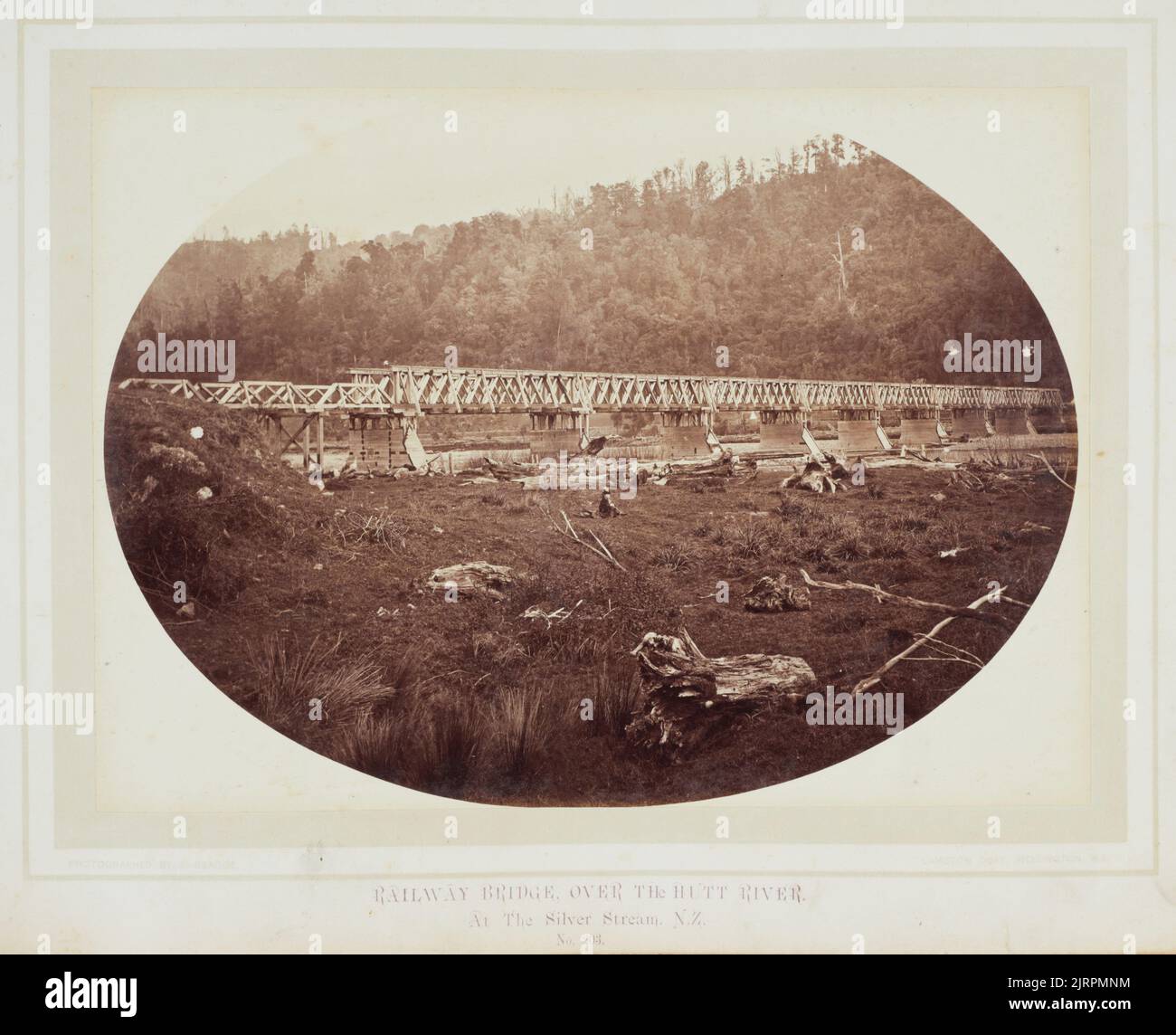 Railway Bridge over the Hutt River, at the Silver Stream, N.Z. From the ...