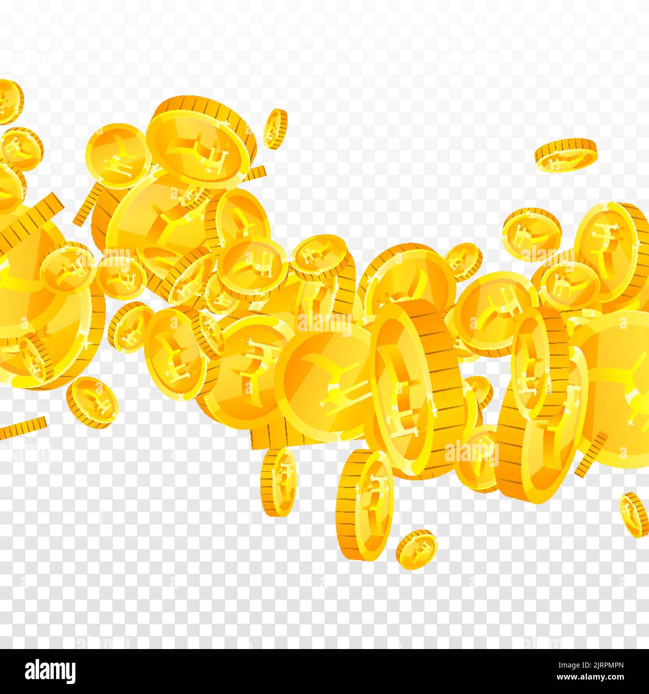 Indian rupee coins falling. Scattered gold INR coins. India money ...