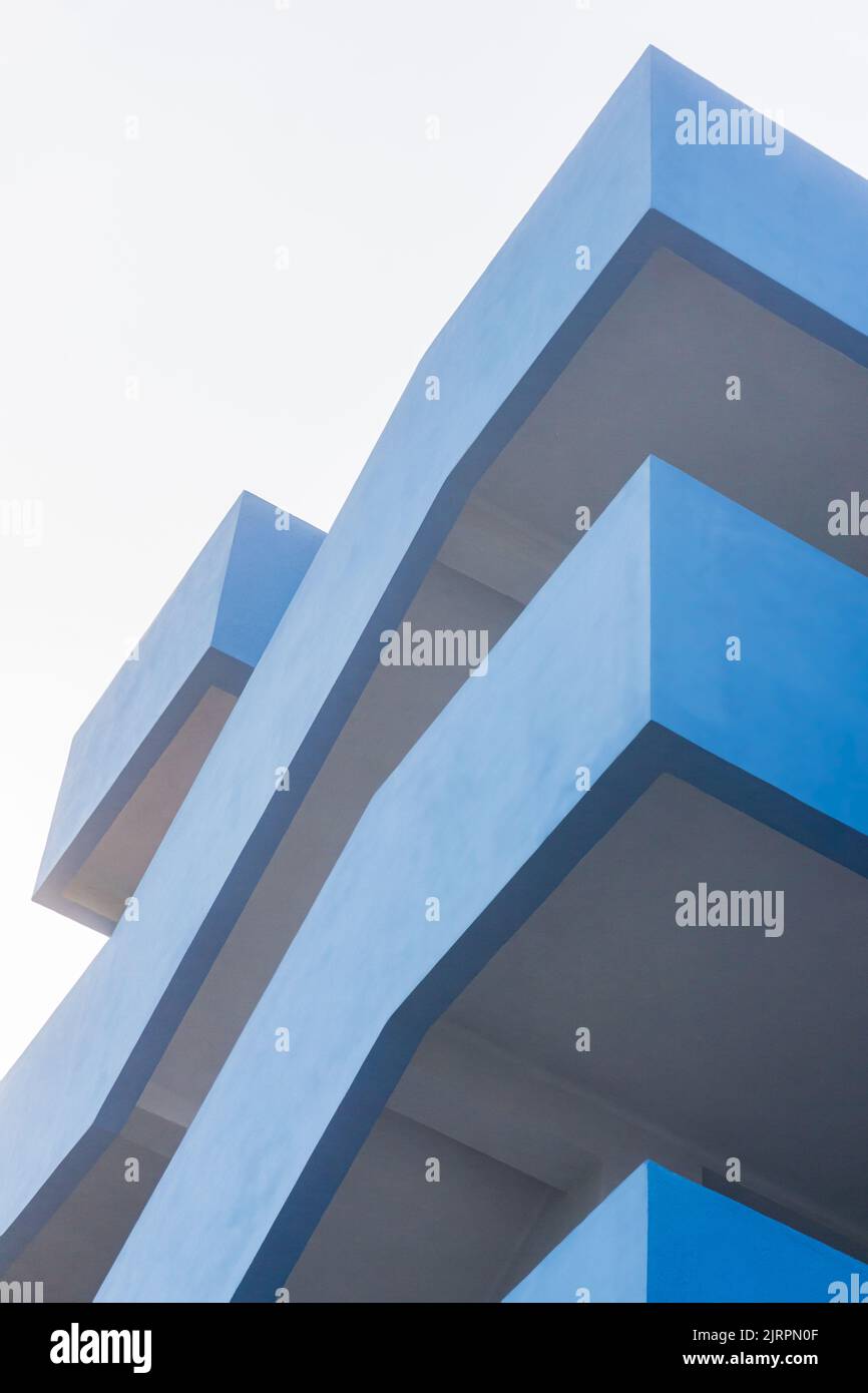 Gray - blue architectural building bottom view Stock Photo - Alamy