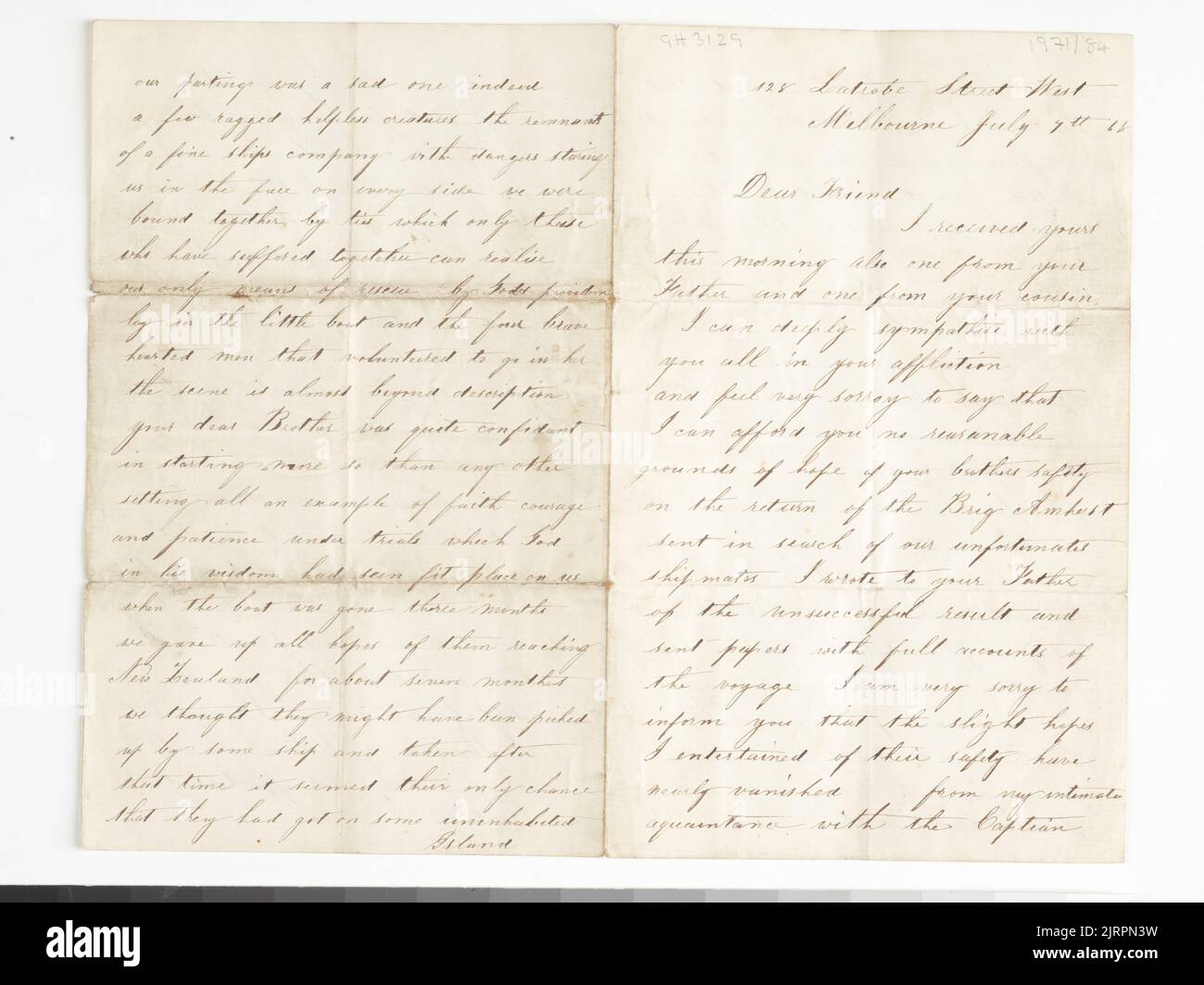 Letter, 1868, Melbourne, by David Ashworth. Gift of E. Webber, 1955 ...