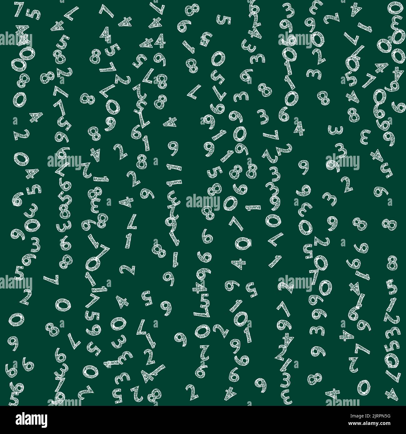 Falling handdrawn chalk numbers. Math study concept with flying digits ...