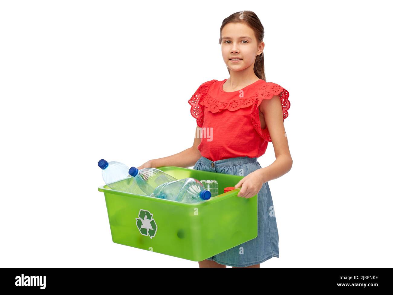 smiling girl sorting plastic waste Stock Photo - Alamy