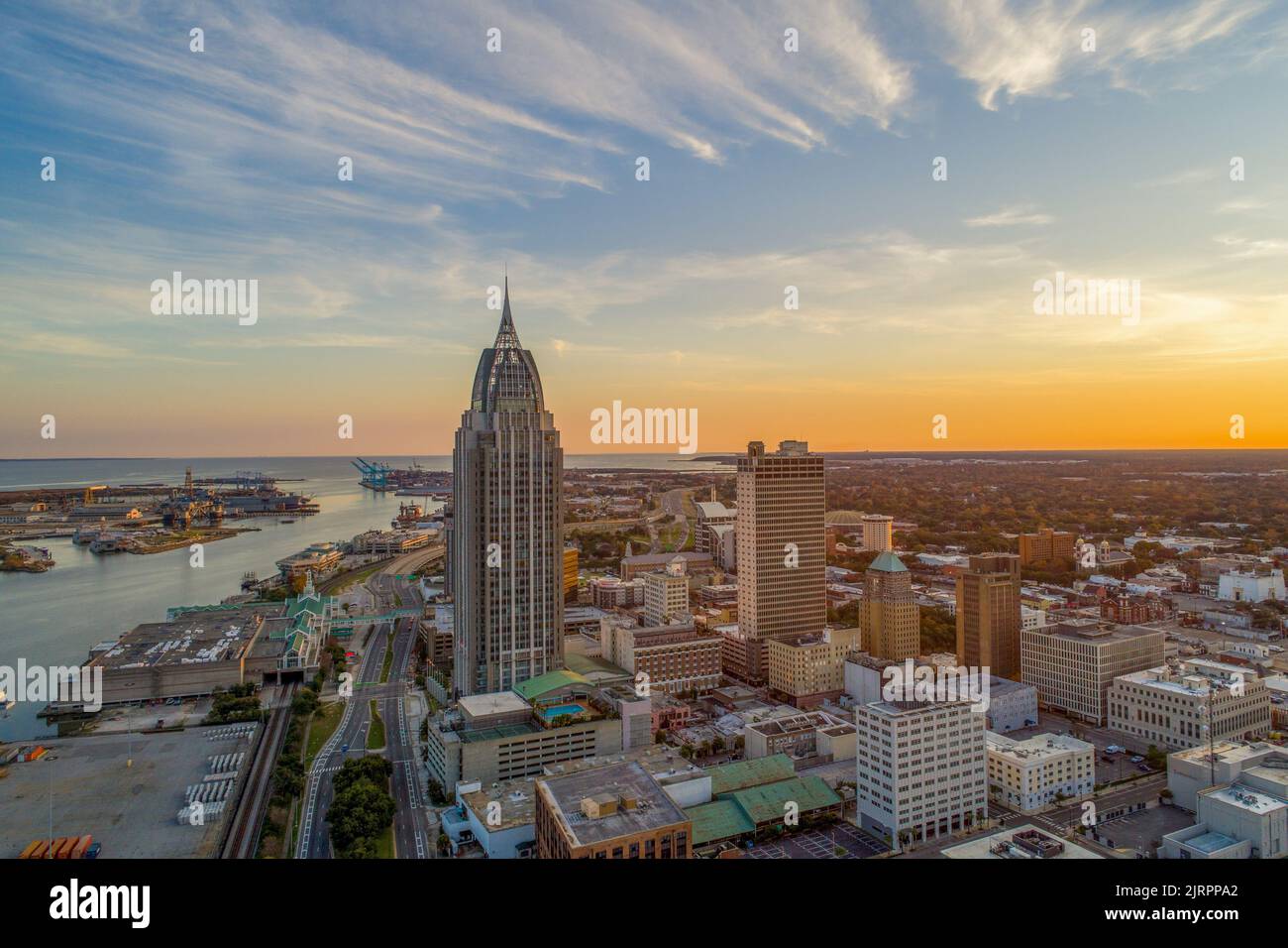 Mobile, Alabama waterfront skyline at sunset Stock Photo - Alamy