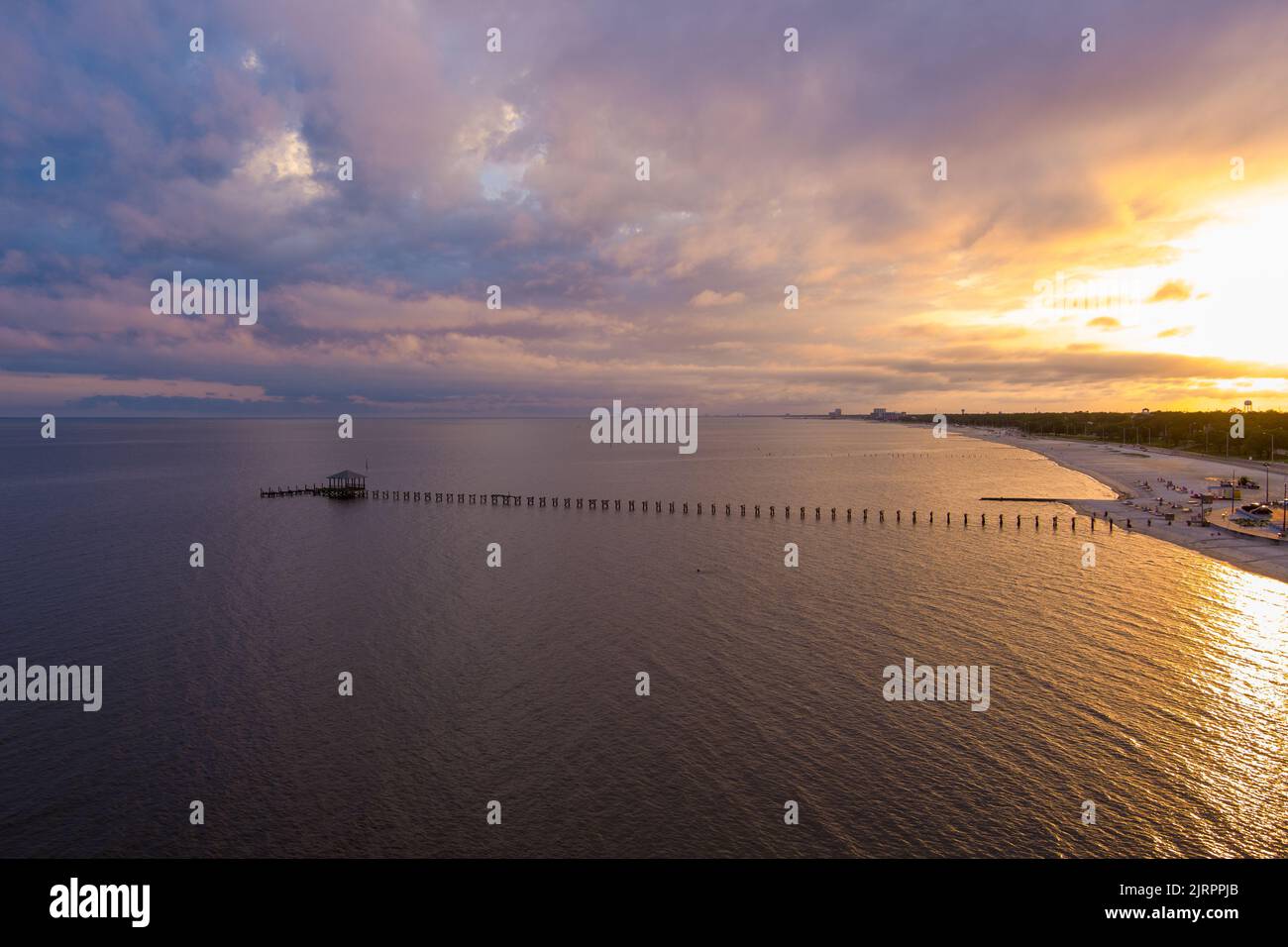 The Biloxi, Mississippi waterfront at sunset Stock Photo - Alamy