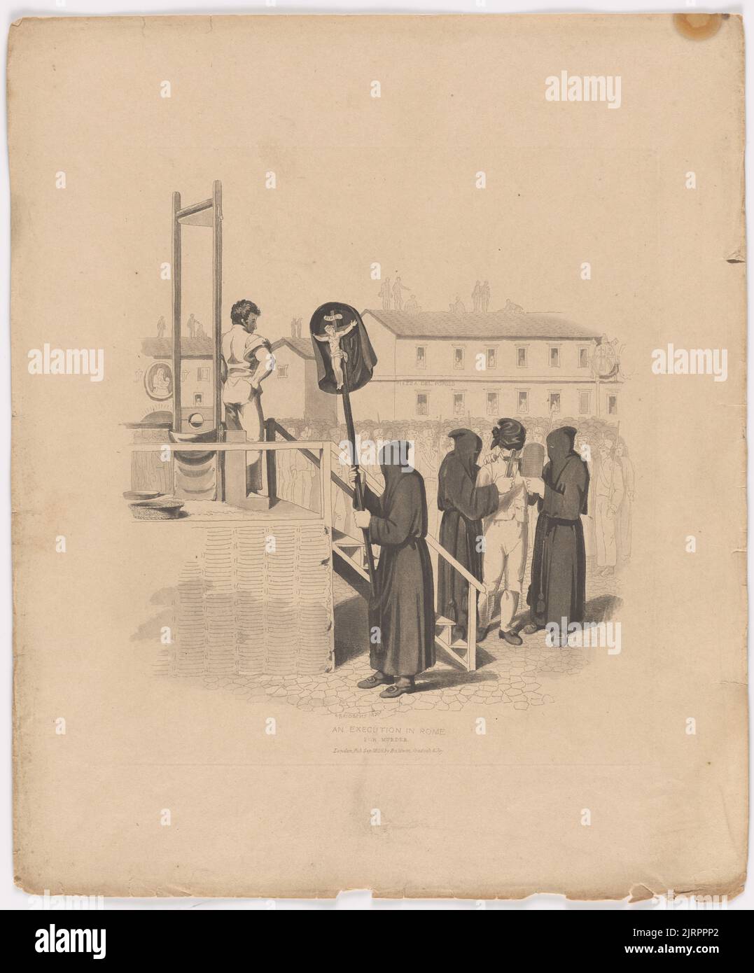 An execution in Rome for murder, 1820, England, by Richard Bridgens ...