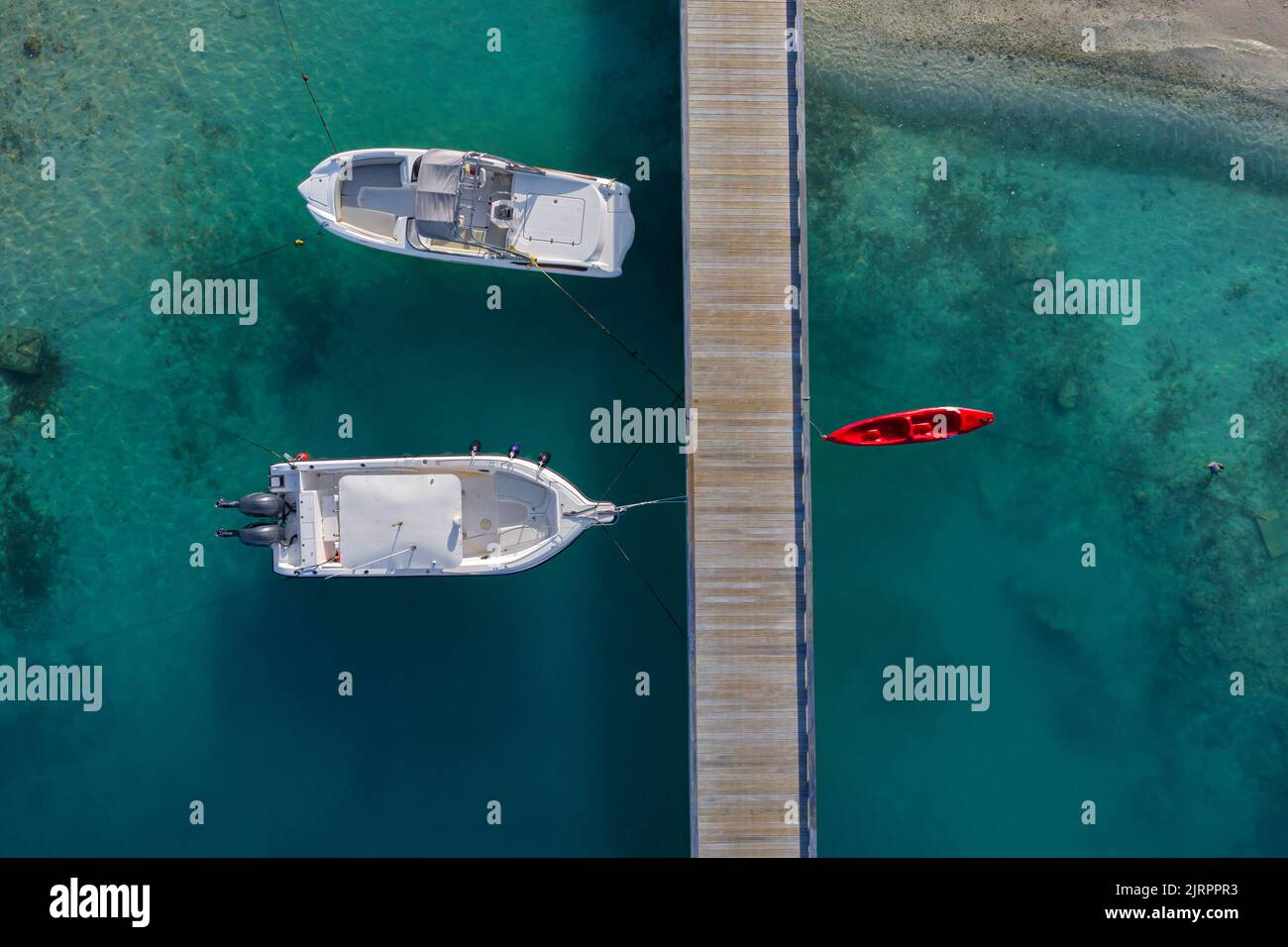 Aerial view of boats and pier Stock Photo - Alamy