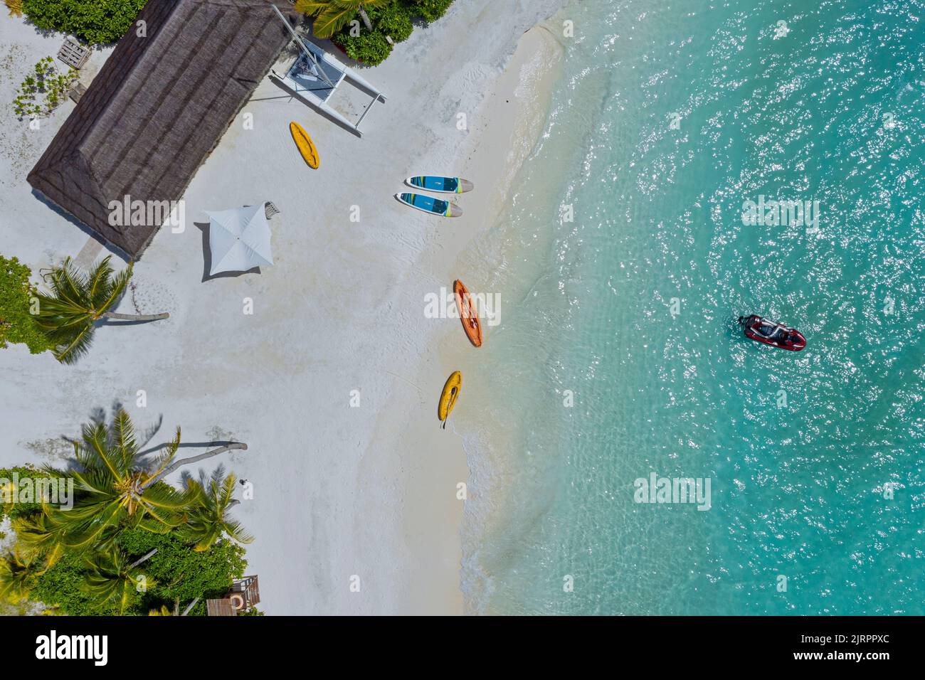 Aerial View of beach, Maldives Stock Photo - Alamy