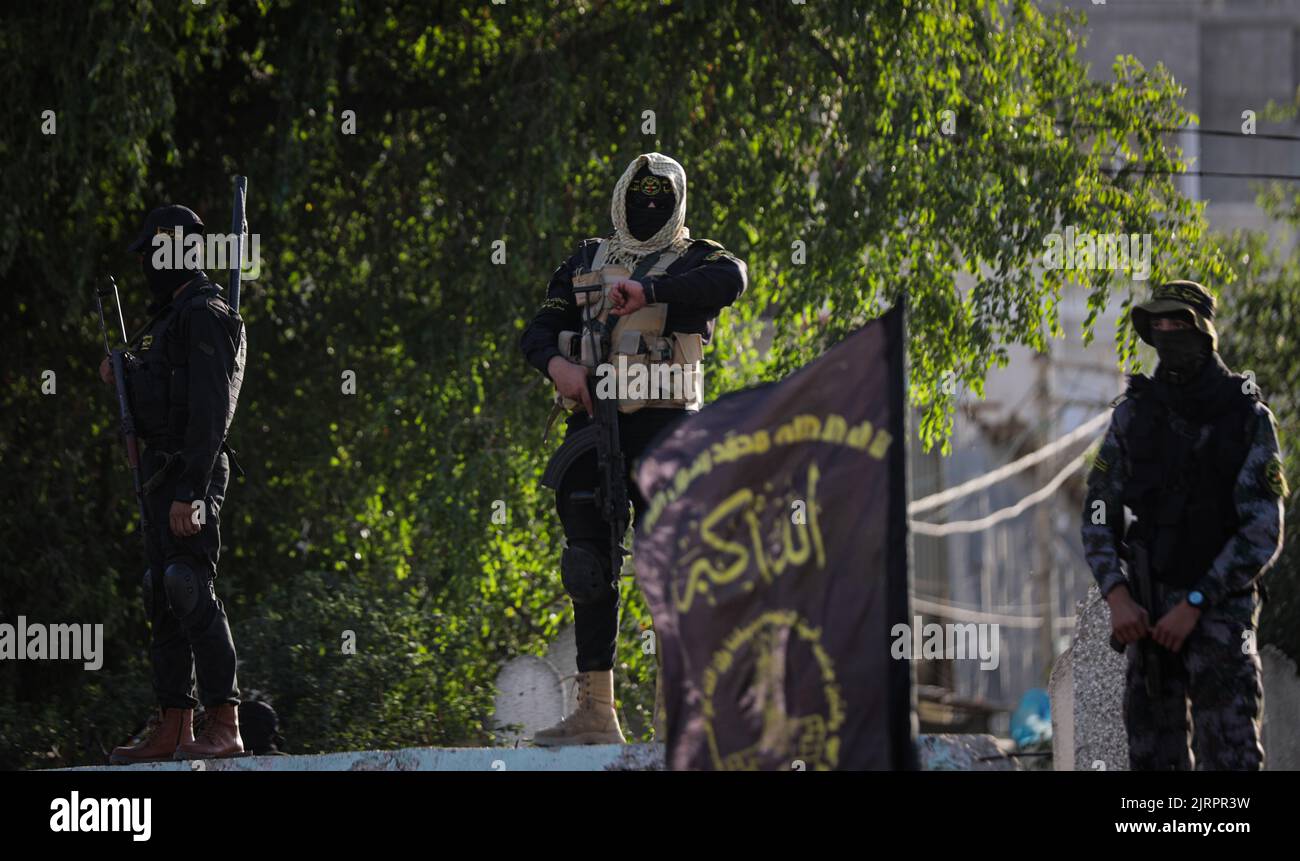 Gaza, Palestine. 25th Aug, 2022. Fighters of the Al-Quds Brigades, the ...