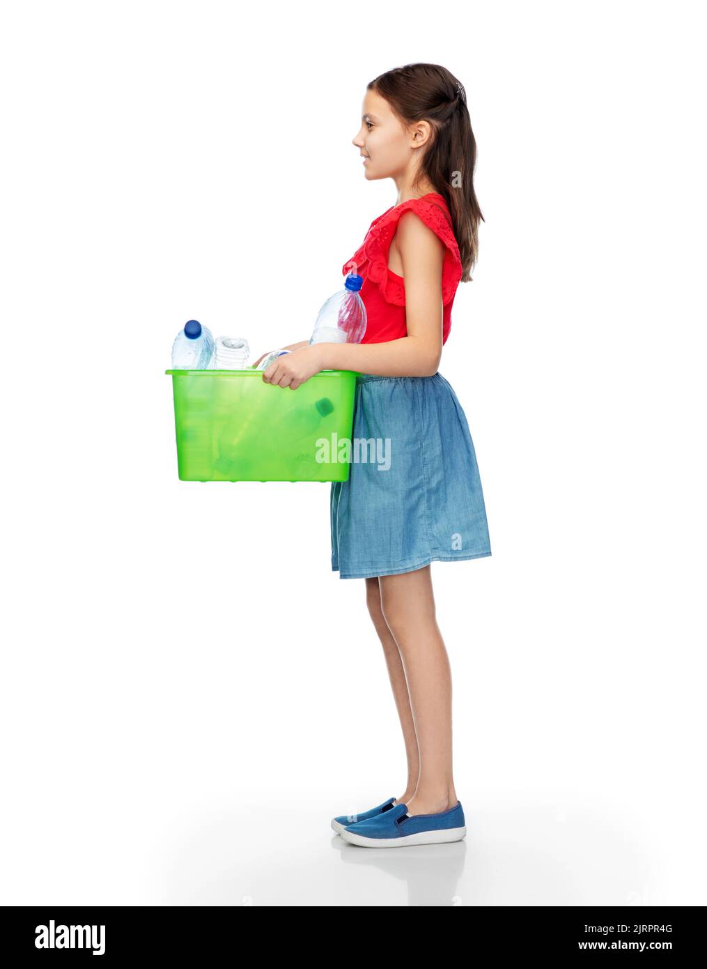 smiling girl sorting plastic waste Stock Photo - Alamy
