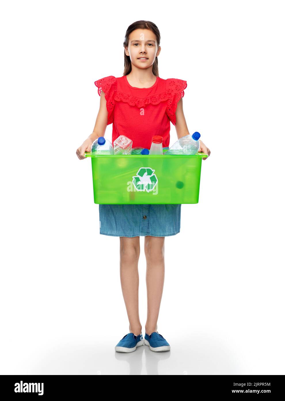 smiling girl sorting plastic waste Stock Photo - Alamy