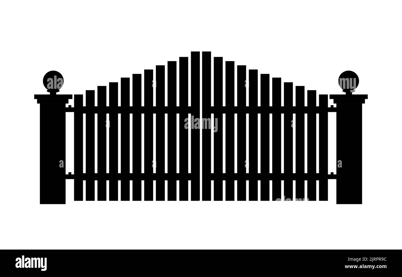 An illustration of a black gate isolated on a white background Stock ...