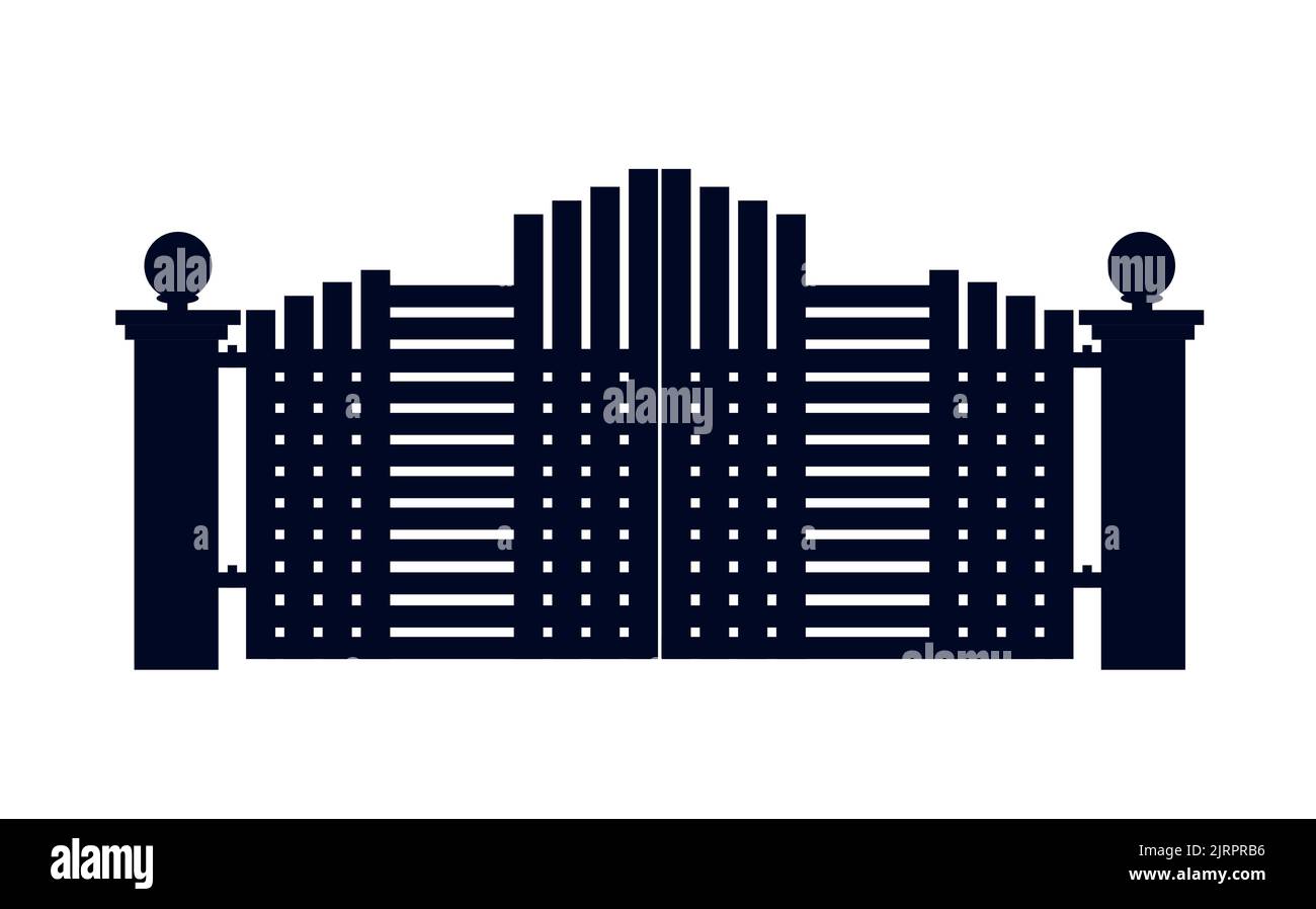 An illustration of a black gate isolated on a white background Stock ...