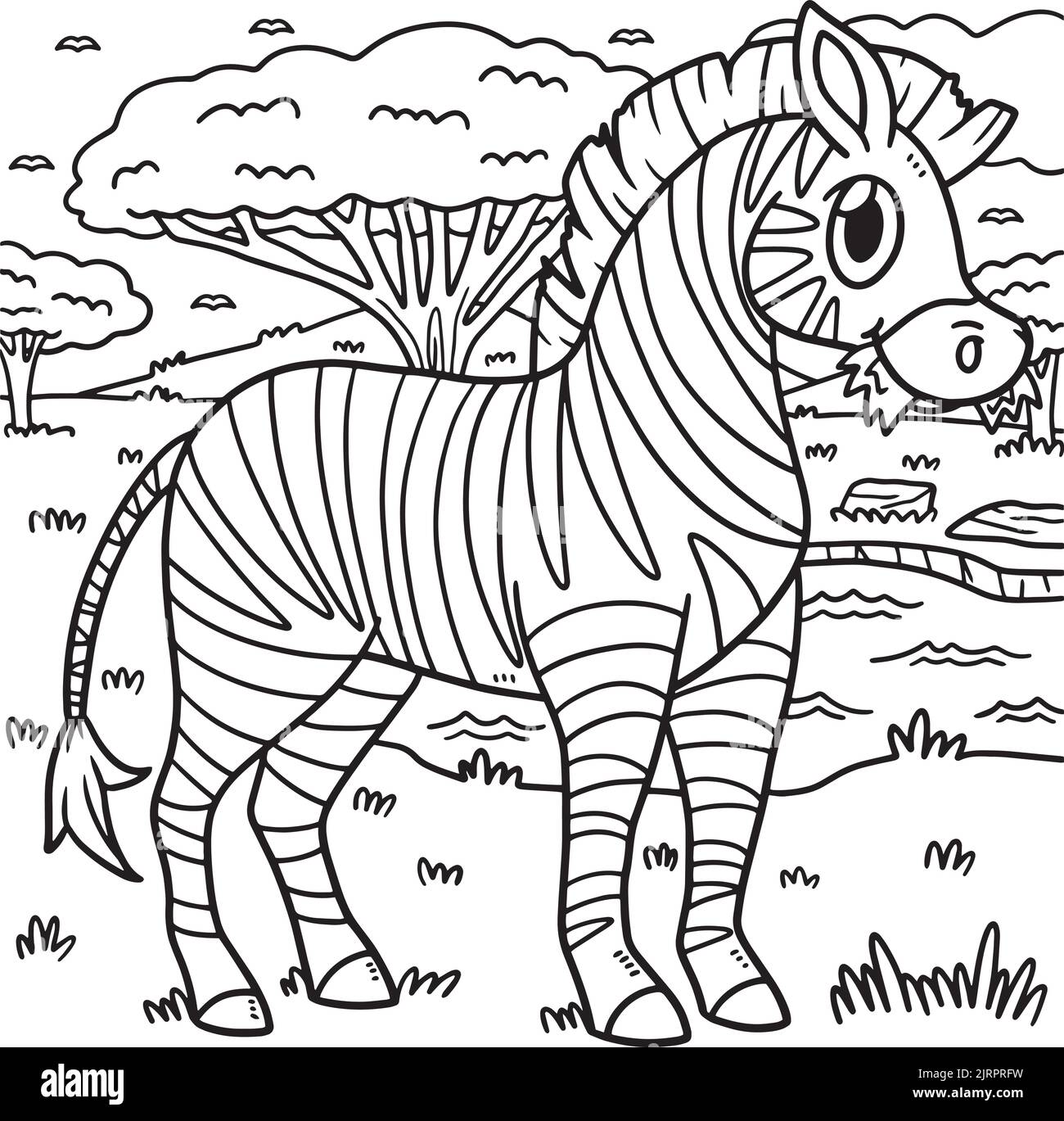 Zebra Animal Coloring Page for Kids Stock Vector Image & Art - Alamy