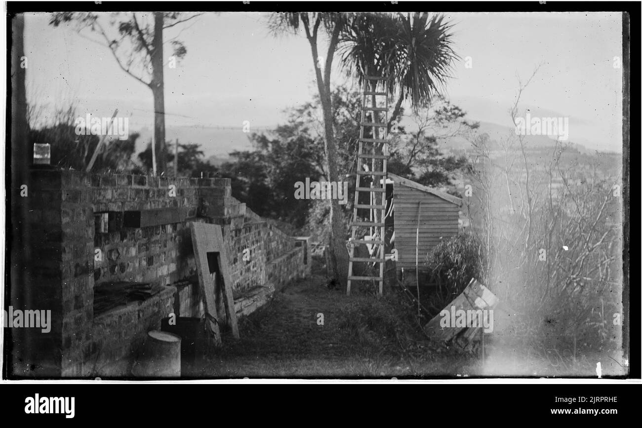 Purakanui Slip and House Shifting, circa 1900-1916, by George Crombie Stock Photo - Alamy