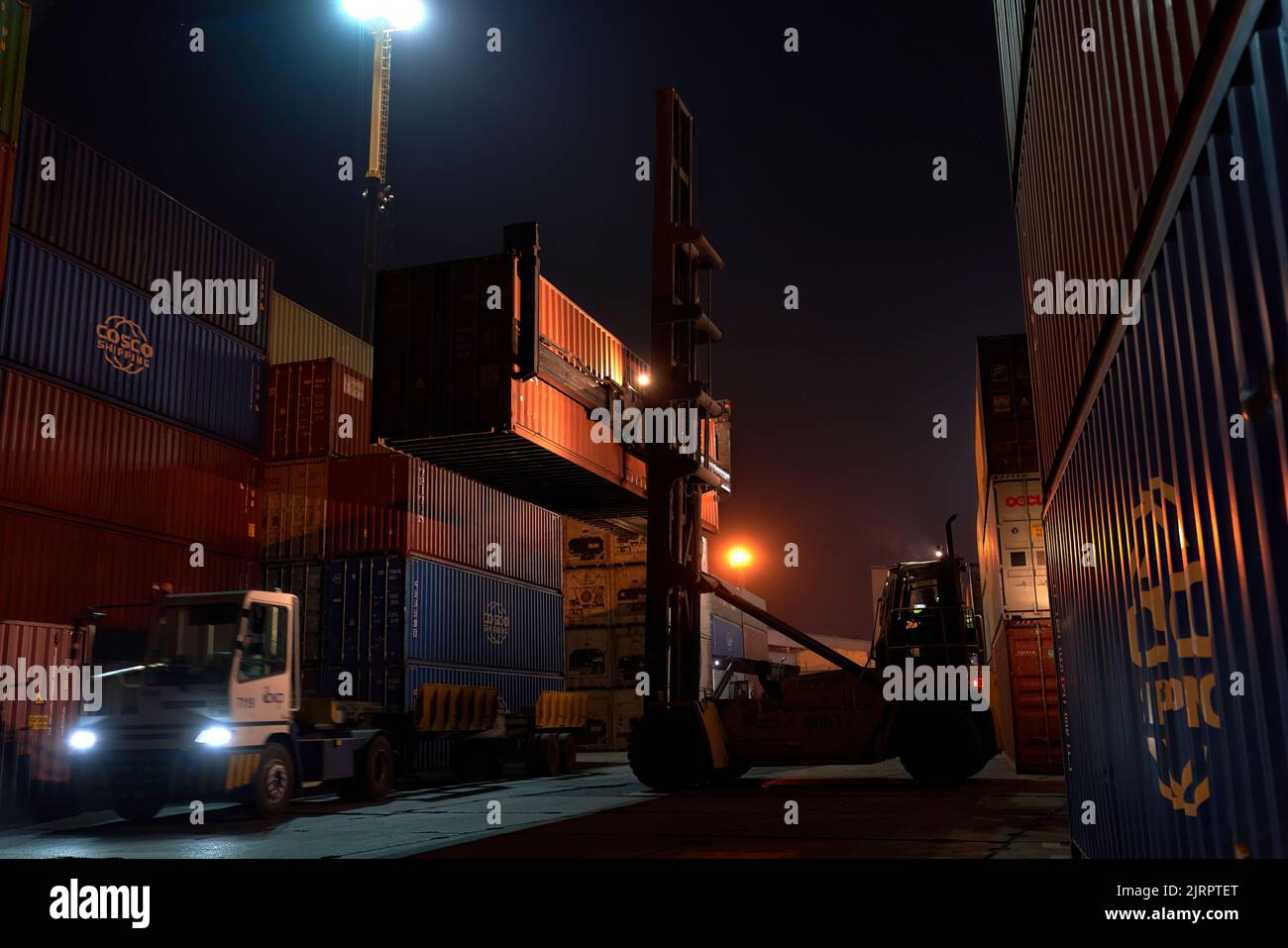 Odessa, Ukraine SIRCA 2019: Reach Stacker during operation. Reach ...