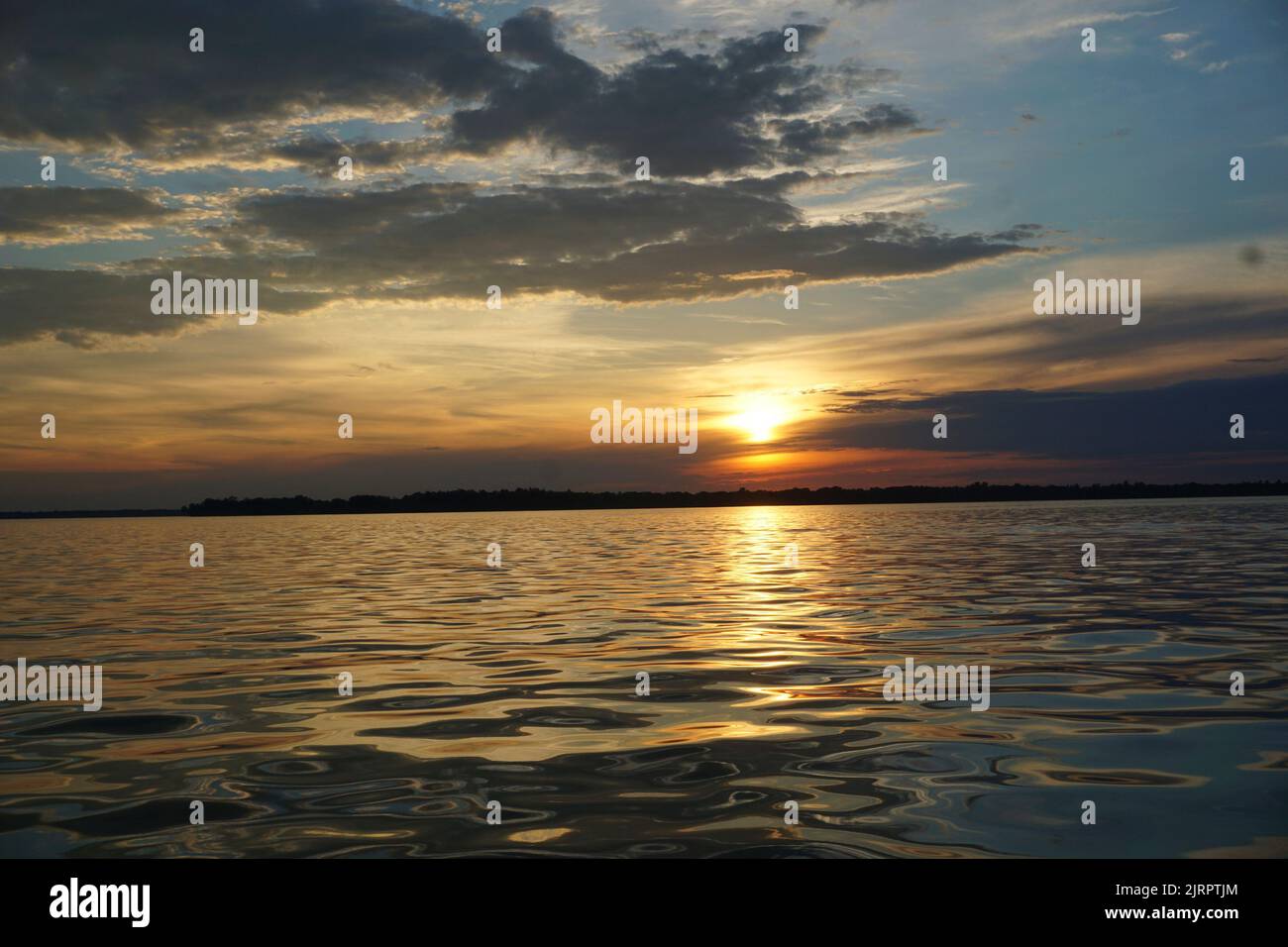 Summer sunset on Castle Rock Lake, Adams County, Wisconsin Stock Photo ...