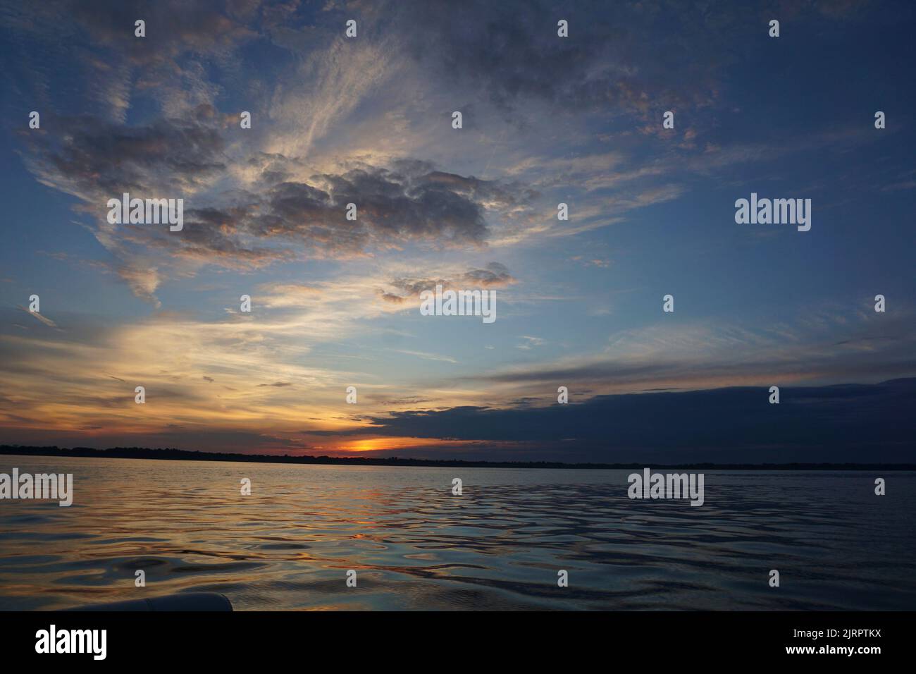 Summer sunset on Castle Rock Lake, Adams County, Wisconsin Stock Photo ...