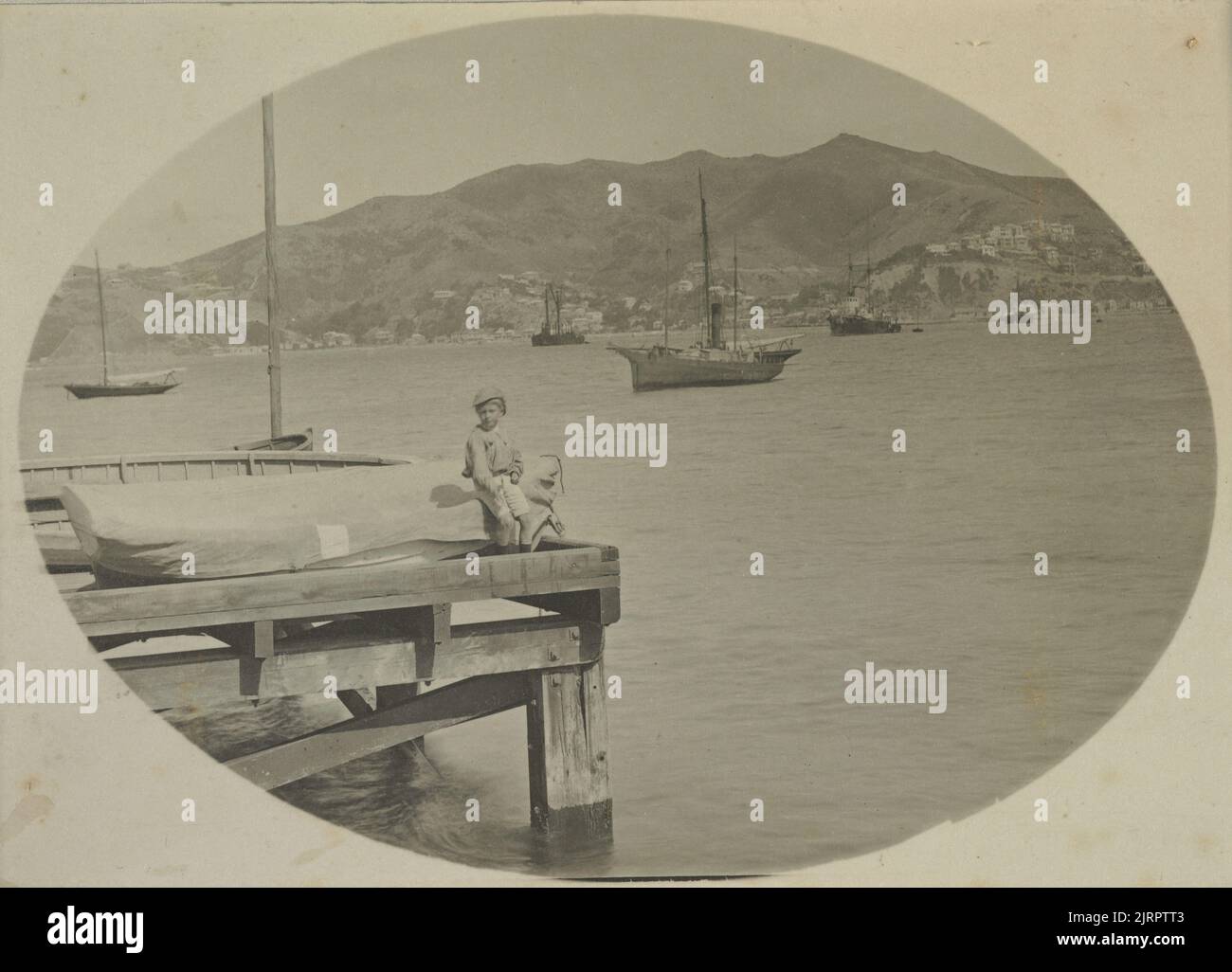 Wellington Harbour, 1890s, Wellington, by Arthur Bothamley Stock Photo ...