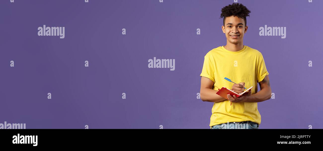 Portrait of young hispanic male student studying online courses ...