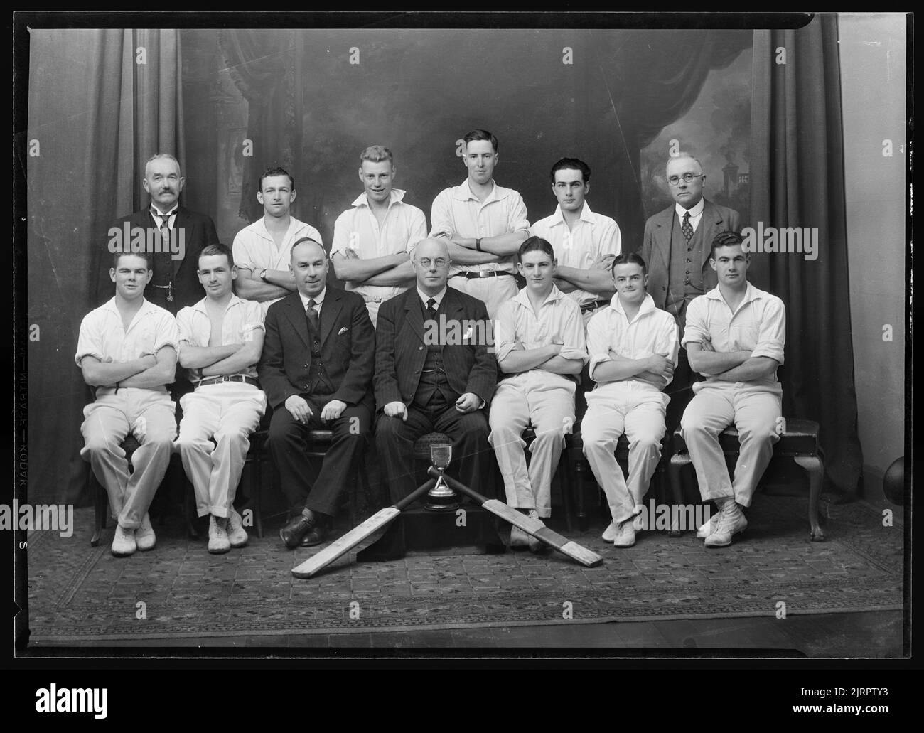 New Plymouth Cricket Team, circa 1930, New Plymouth, by William Oakley ...