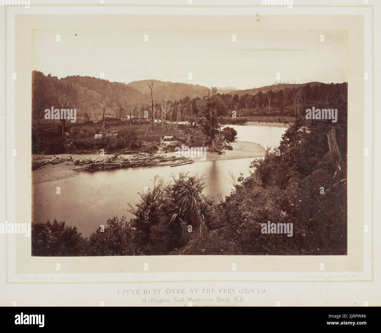 Upper Hutt River at the Fern Ground, Wellington and Masterton Road, NZ ...
