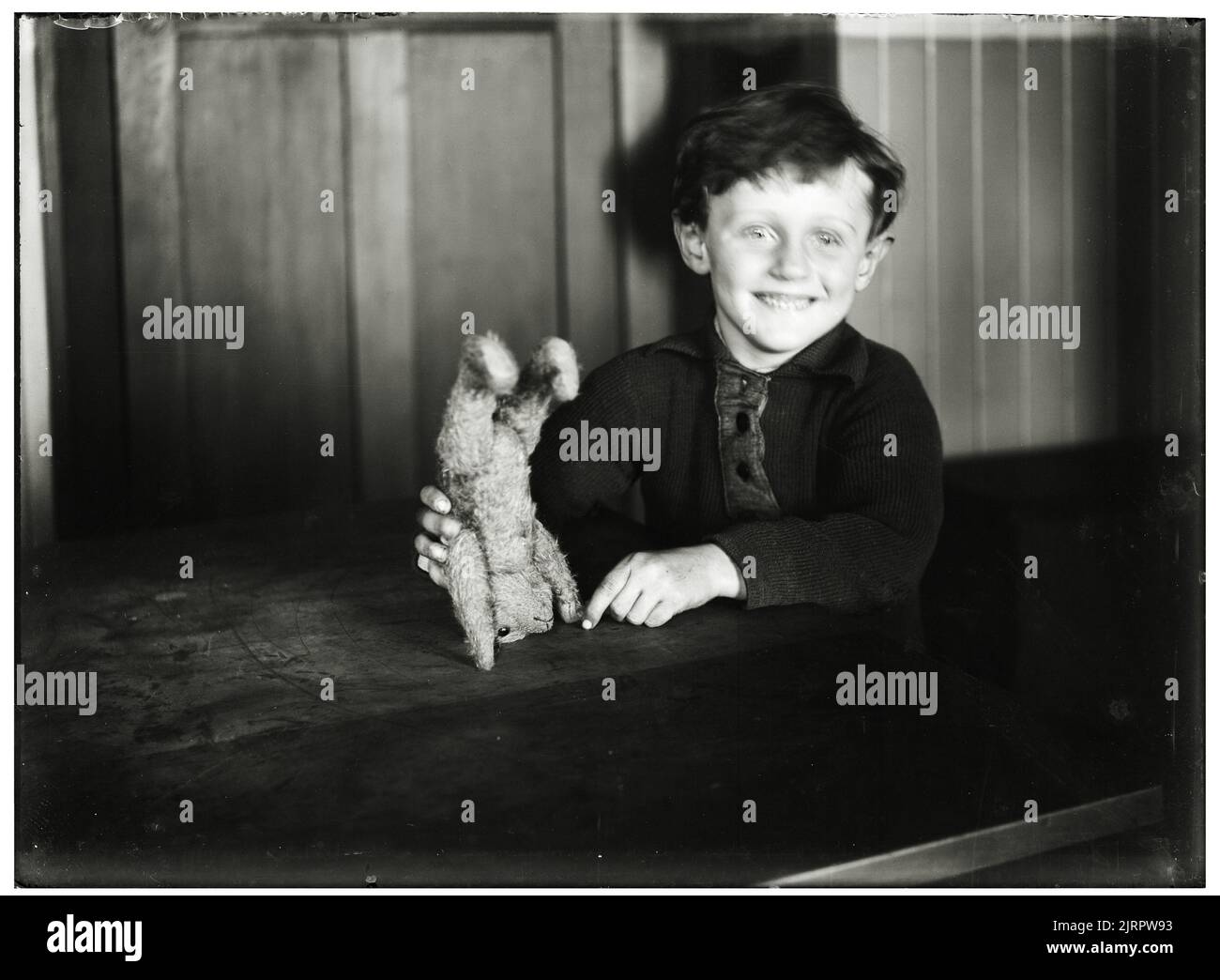Clyde holding stuffed animal, circa 1923, Levin, by Leslie Adkin. Gift ...