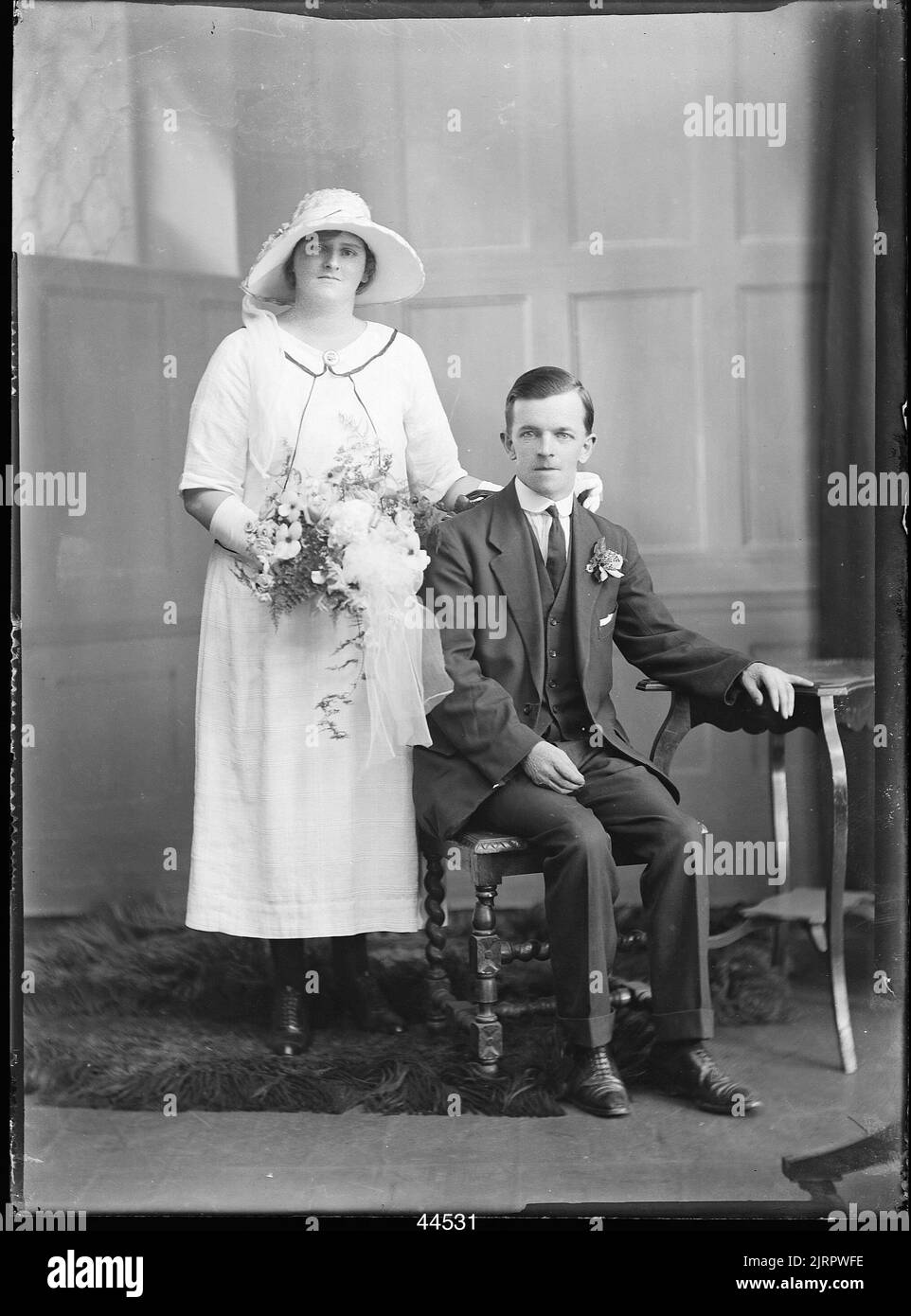 Couple - wedding portrait, circa 1920, Wellington, by Berry & Co Stock ...